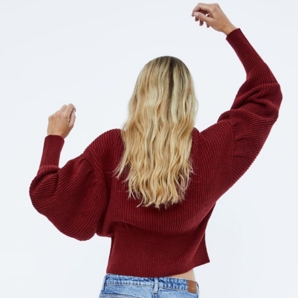 Zara | Sweaters | Zara Red Ribbed Sweater | Poshmark